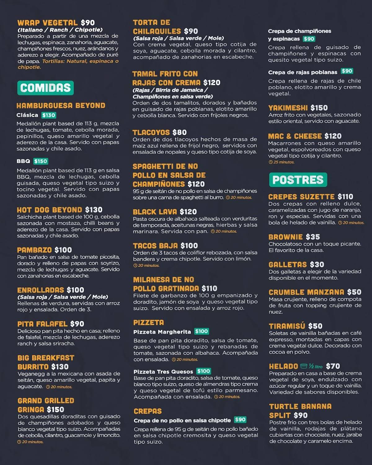 Carta de Masala - Spiced Vegan Cafe, Mexicali