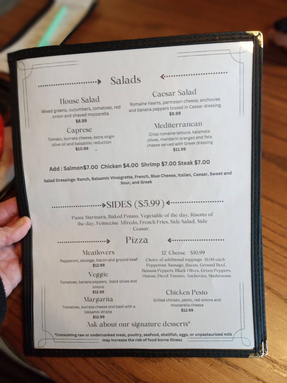 Menu at Massa Mia Italiano Ristorante restaurant, Bolivar