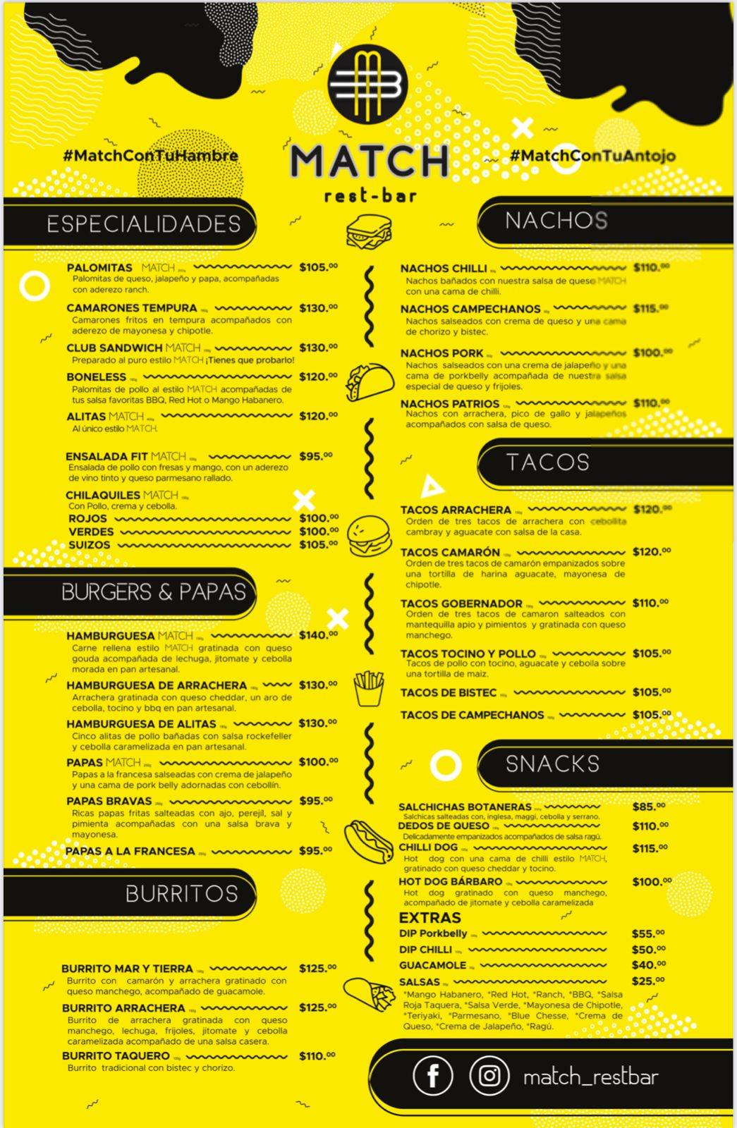 Carta de Match rest-bar, Naucalpan de Juárez
