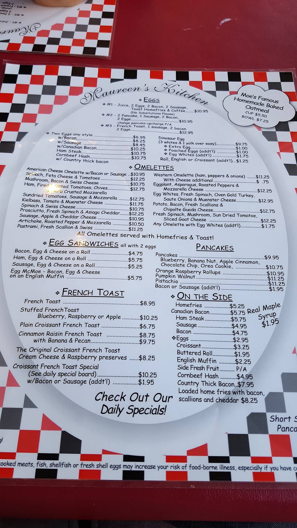 Menu at Maureen's Kitchen restaurant, Smithtown