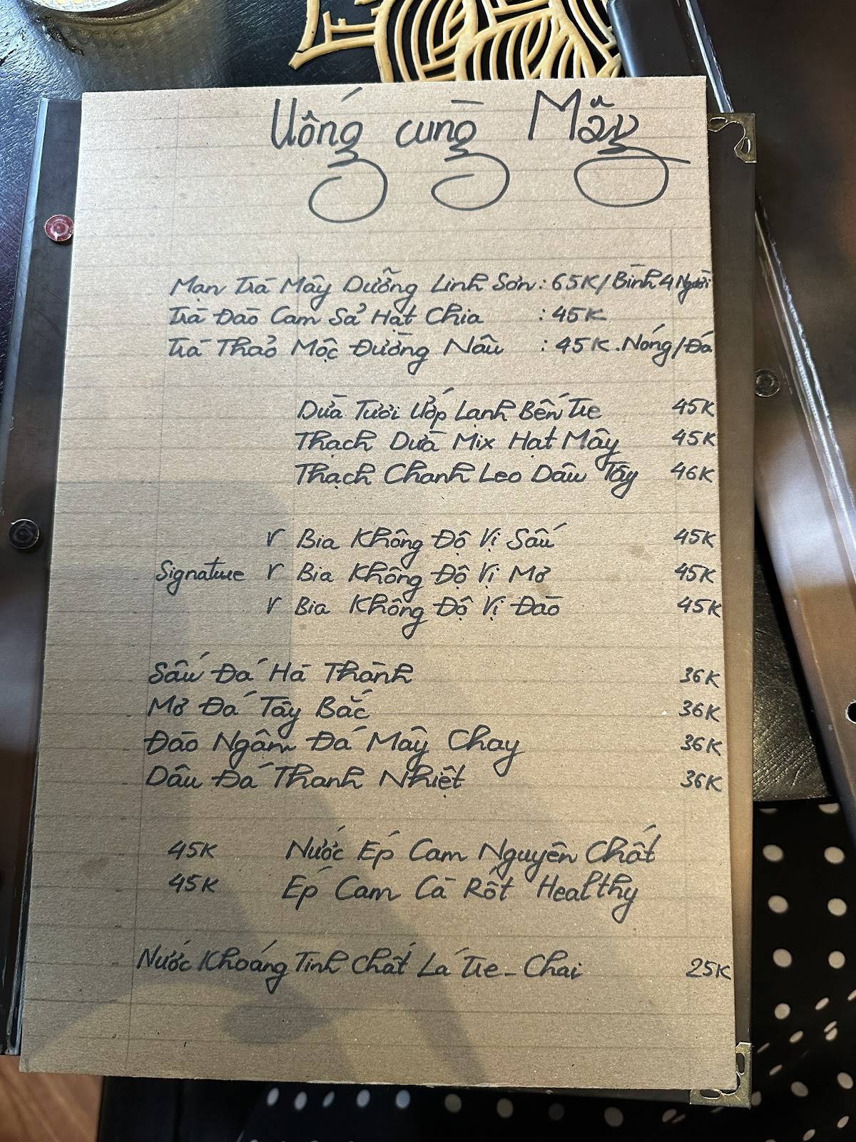 Menu at Mây Vegan - Về Nhà Ăn Chay restaurant, Hanoi