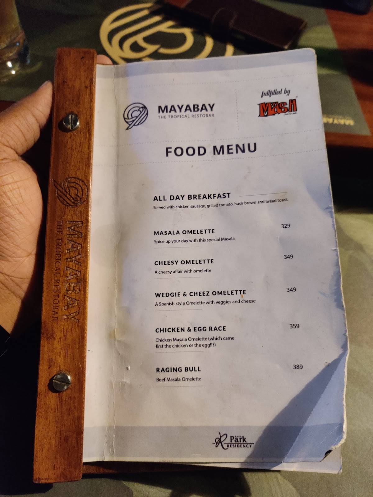 Menu at Mayabay : The Tropical Restobar, Kochi