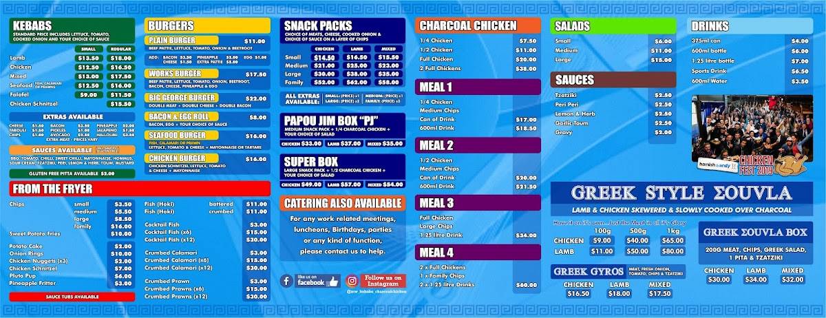 Menu at Mayfield West Kebabs & Charcoal Chicken fast food, Mayfield