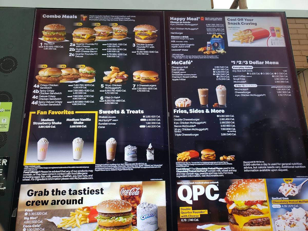 Menu at Bucciferro Family McDonald's fast food, Rockford, Kishwaukee St