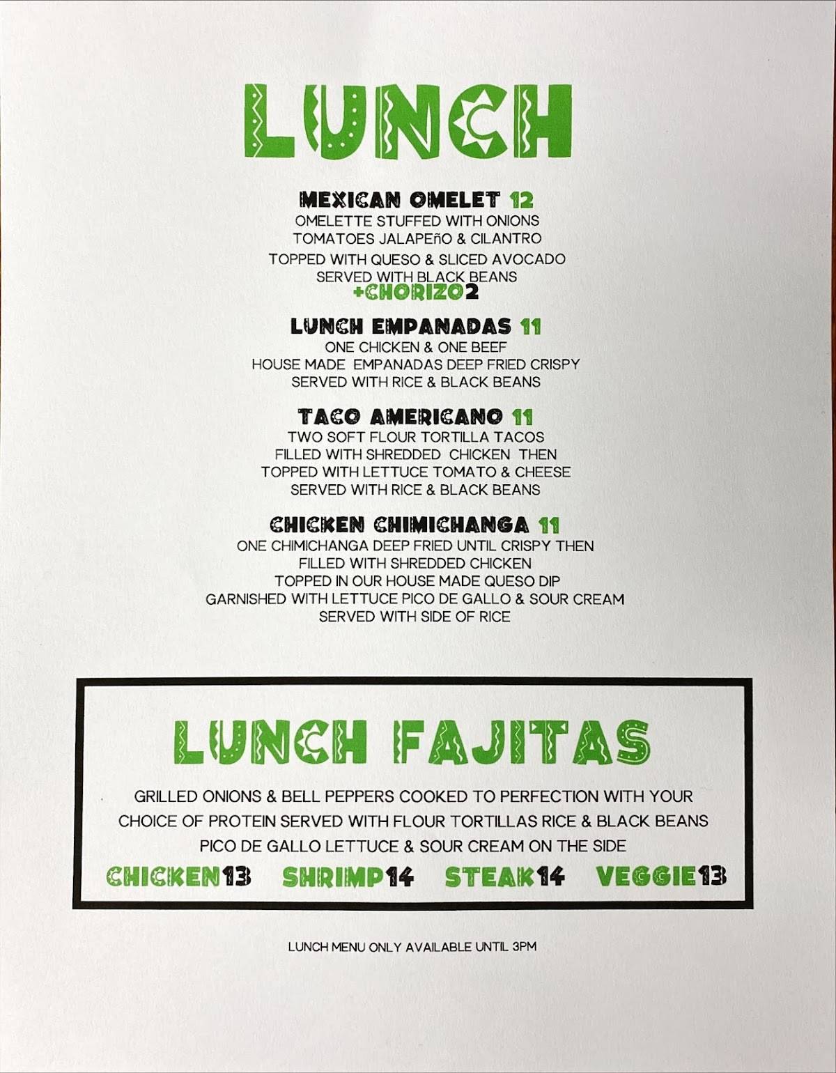 Menu at Taco Factory Mexican Cuisine pub & bar, Meadville