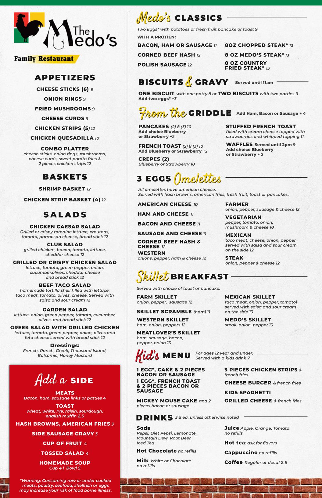 Menu at Medo's Family Style Restaurant, Abbotsford, 311 N 4th St