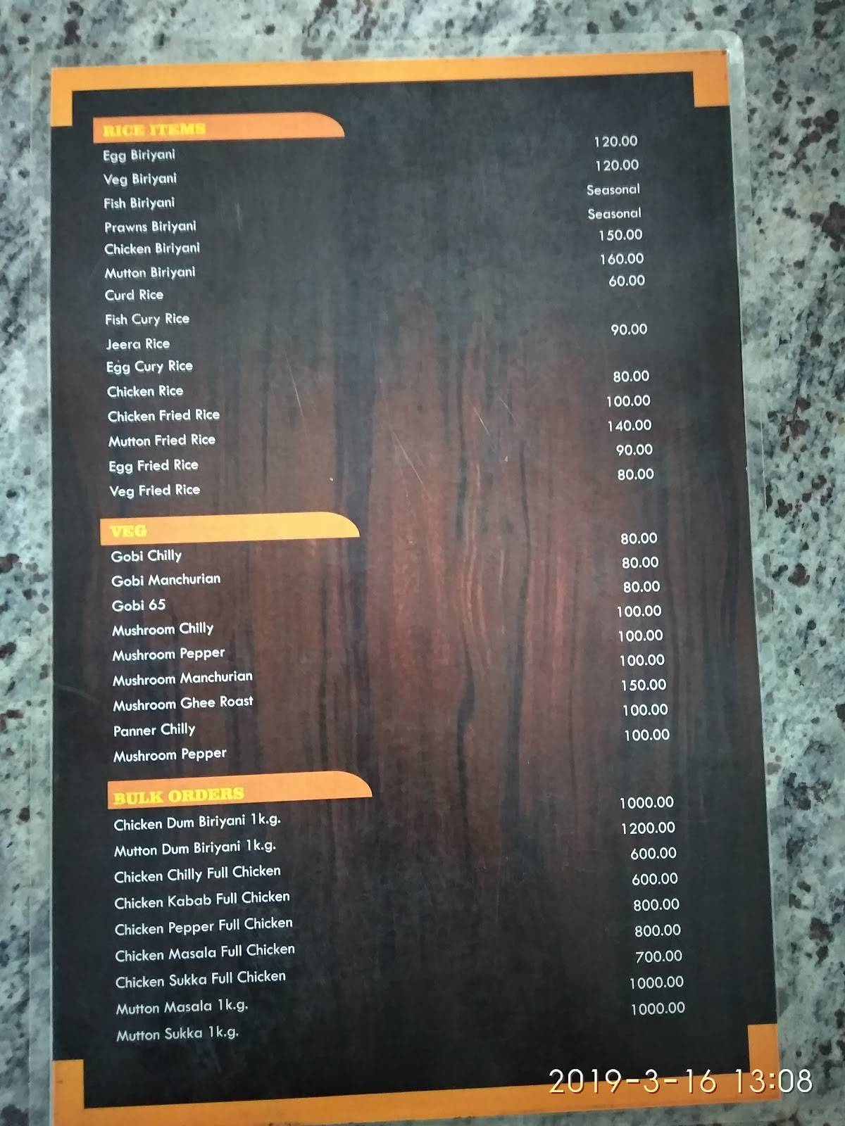 Menu at Meena Sea food Restaurant, Mangaluru