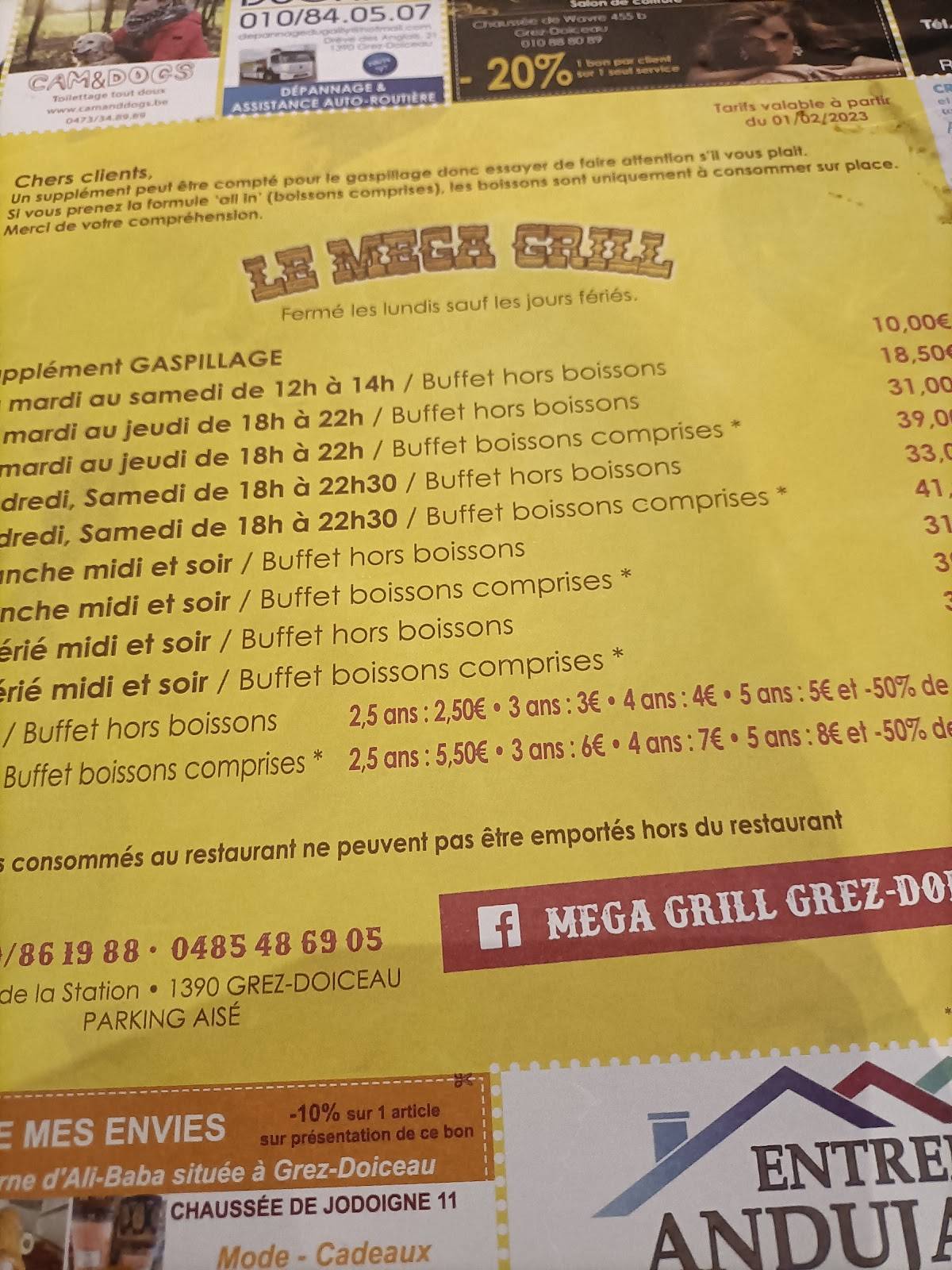 Menu au Alé Grill BBQ, Grez-Doiceau