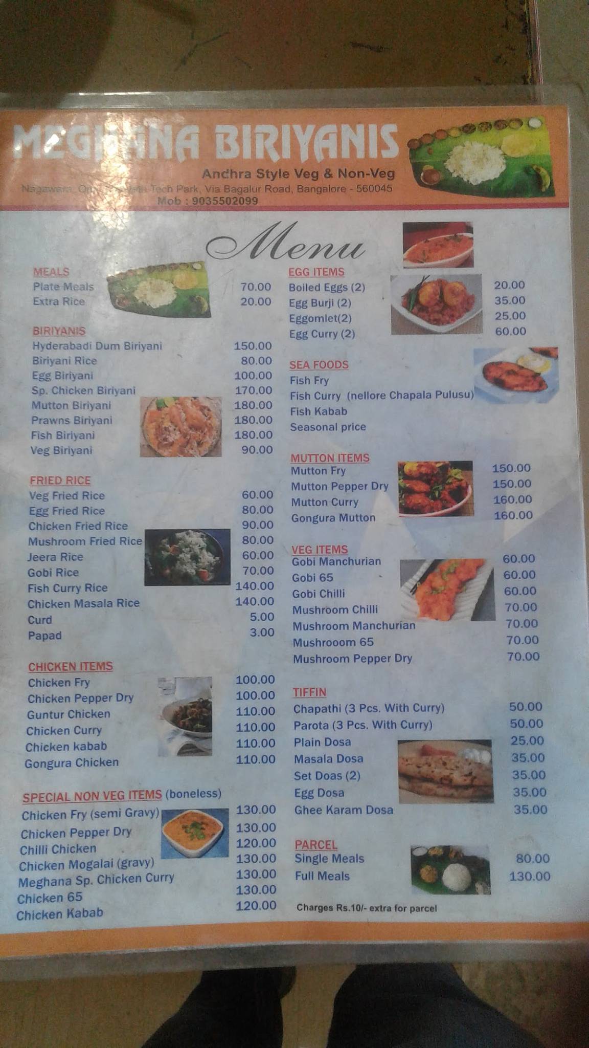 Menu at Meghana Mess, Andhra Style Meals & Biryani, Veg & Non-Veg ...