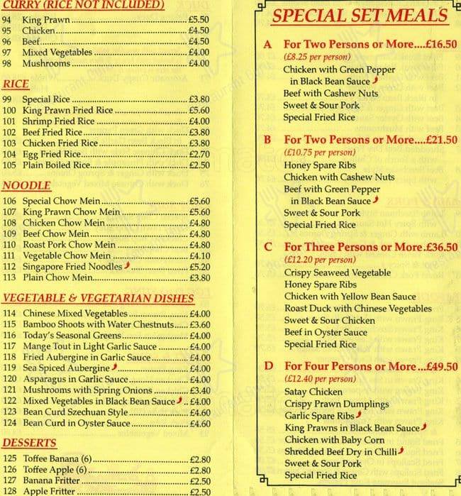 Menu at Mei House fast food, Epsom