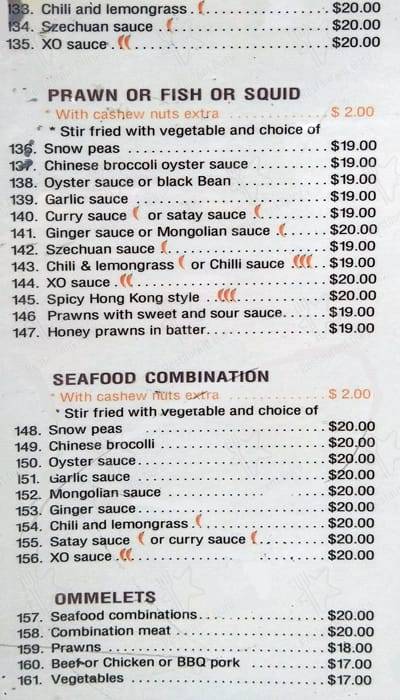 Menu at Anh Minh restaurant, Brunswick East