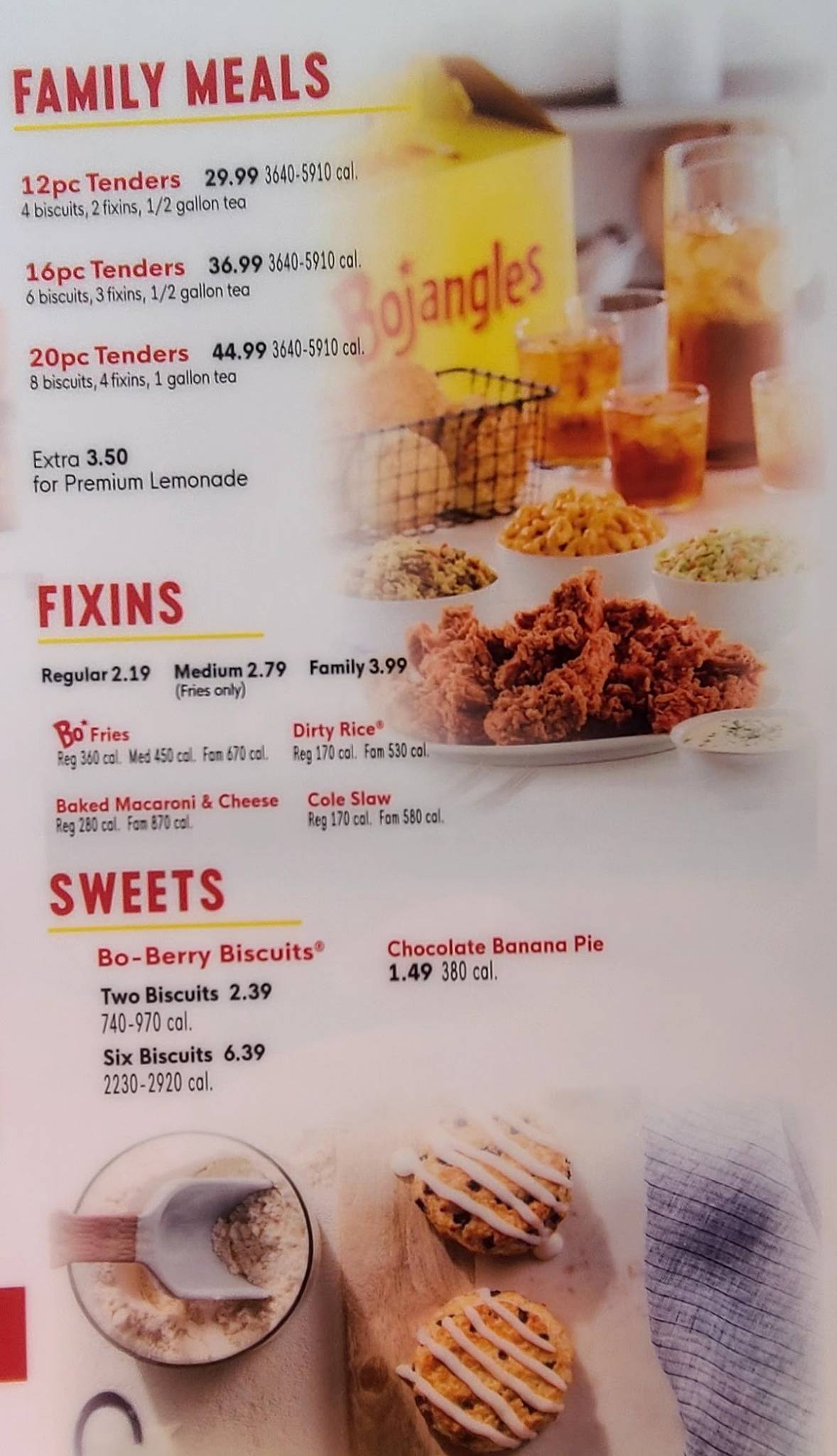 Menu at Bojangles restaurant, Memphis, Hillshire Cir