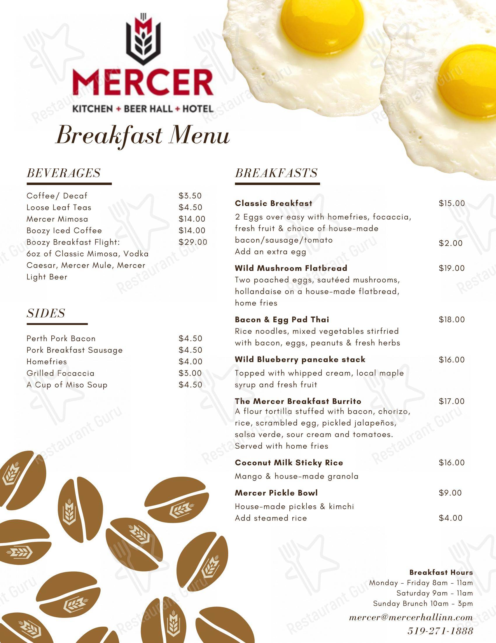 Menu at Mercer Kitchen Beer Hall pub & bar, Stratford