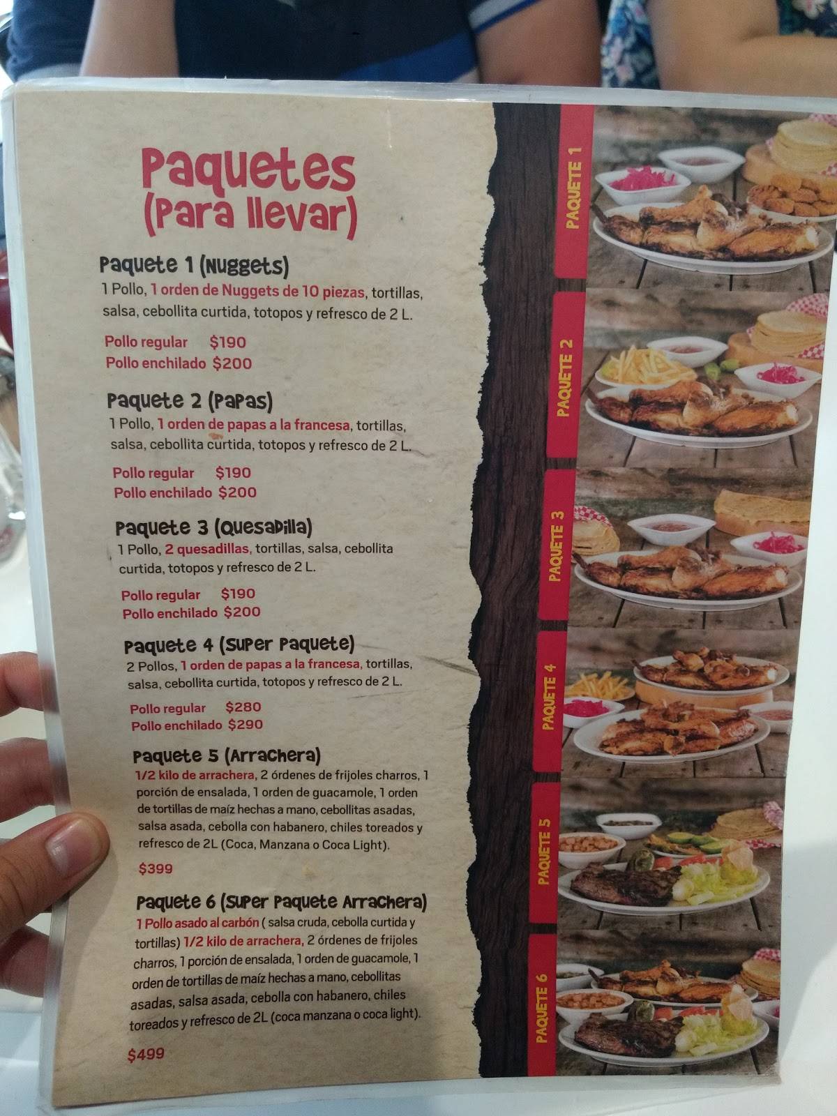 Menu at Pollo Feliz restaurant, Merida, C. 7 520