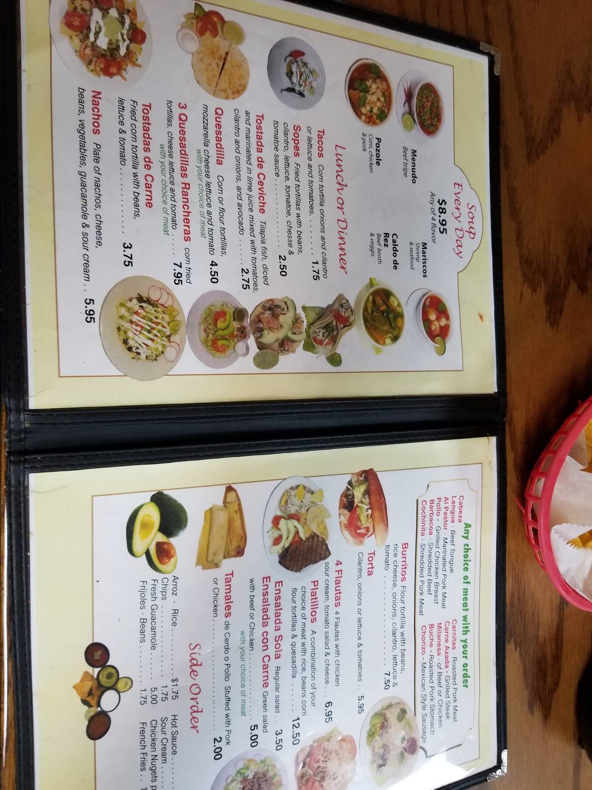 Menu at Tacos Mi Nacho restaurant, Meriden
