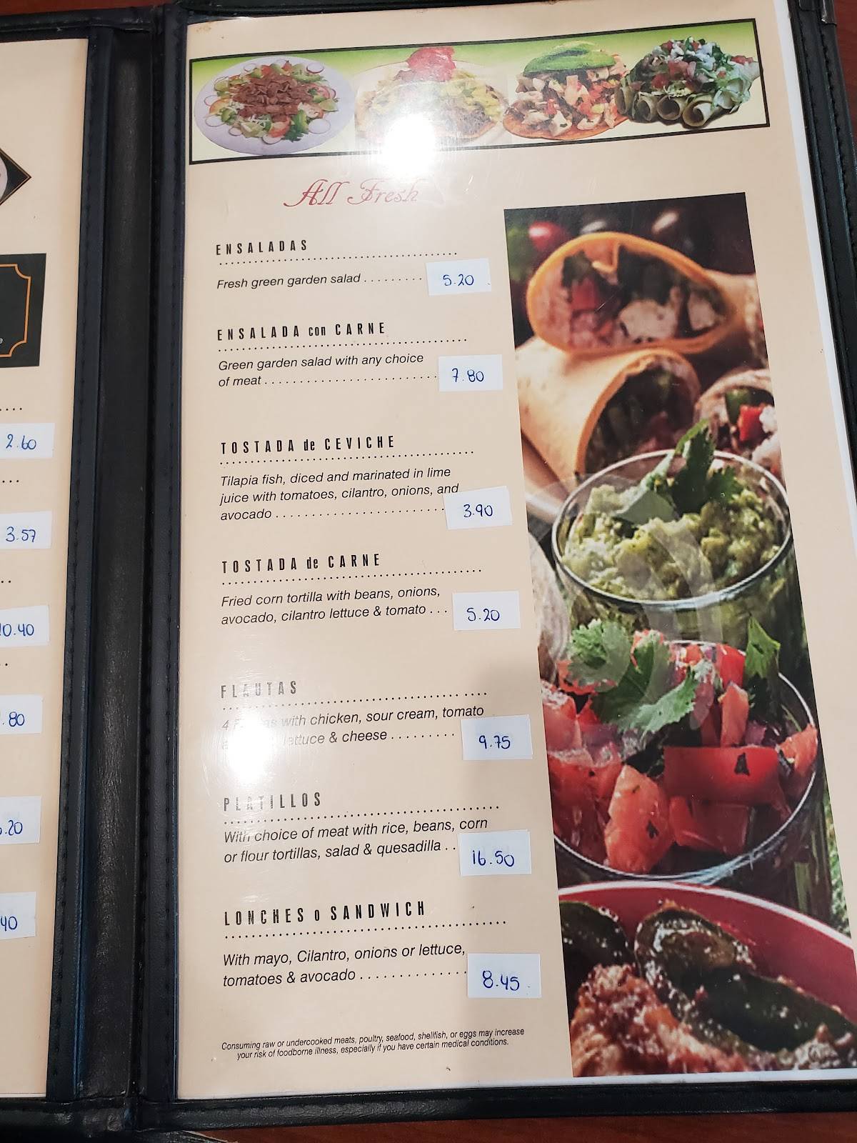 Menu at Tacos Mi Nacho restaurant, Meriden
