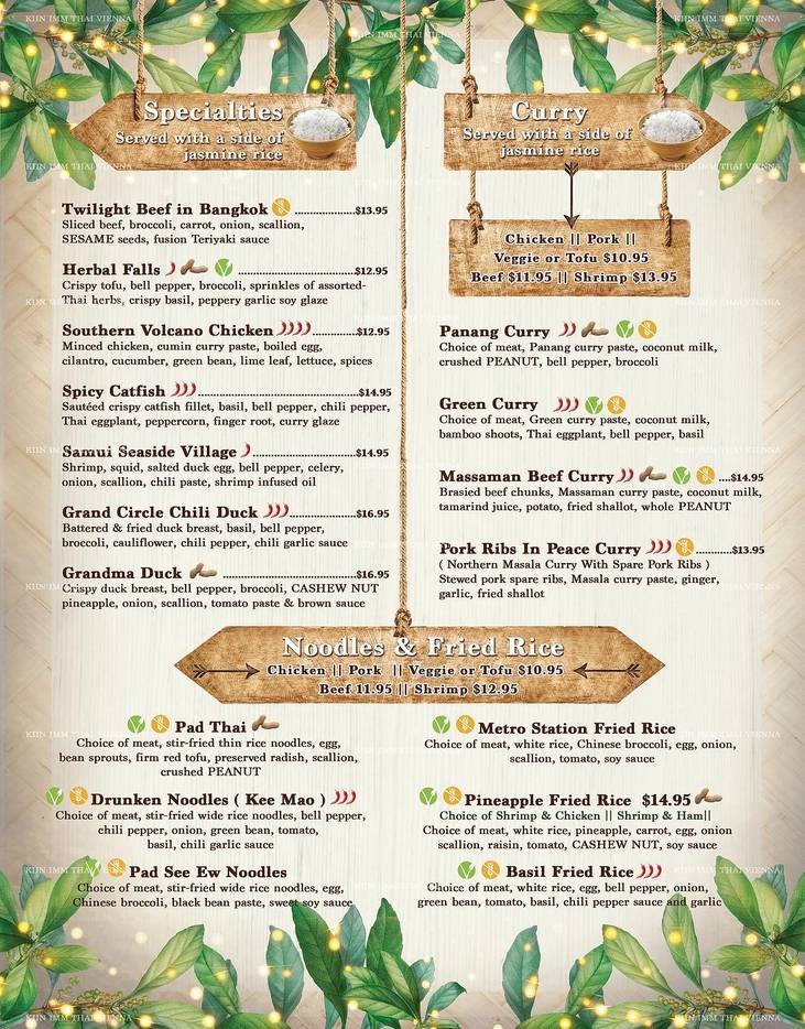 Menu at Kiin Imm Thai Restaurant - Vienna, Vienna