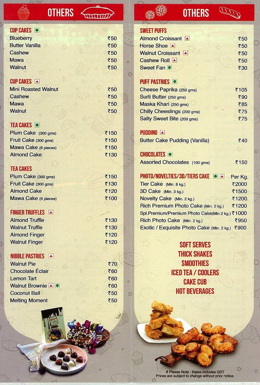 Menu at Merwans Cake Stop, Worli, Mumbai
