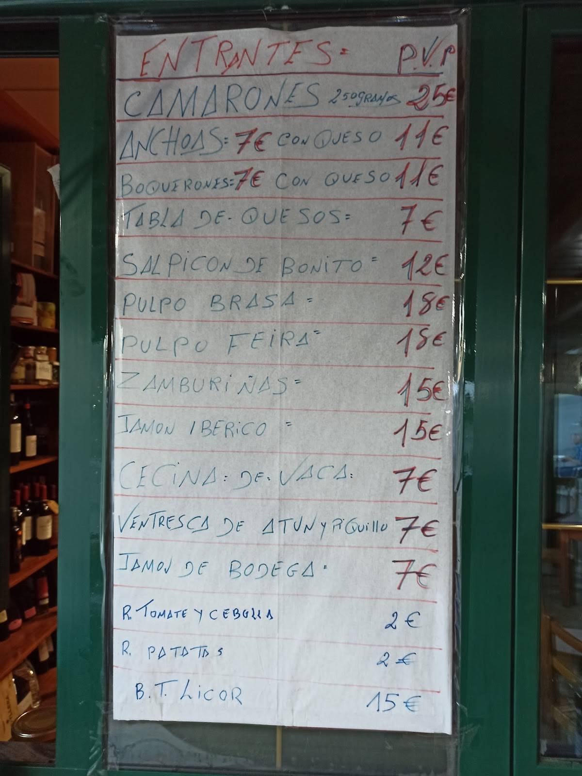 Carta del restaurante Mesón O Almacén, Santiago del Compostela
