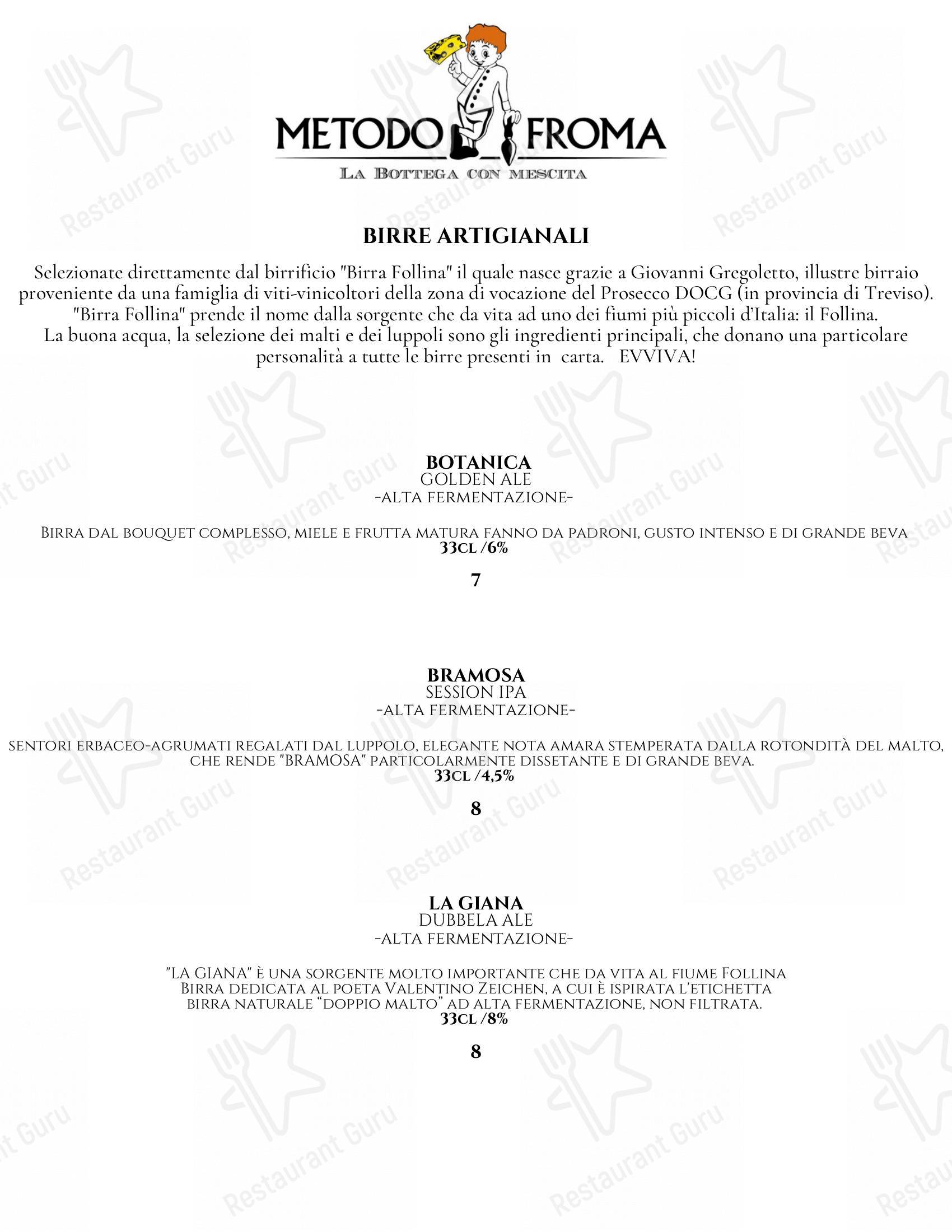 Menu da Metodo Froma Bottega con mescita pub & bar, Vigevano