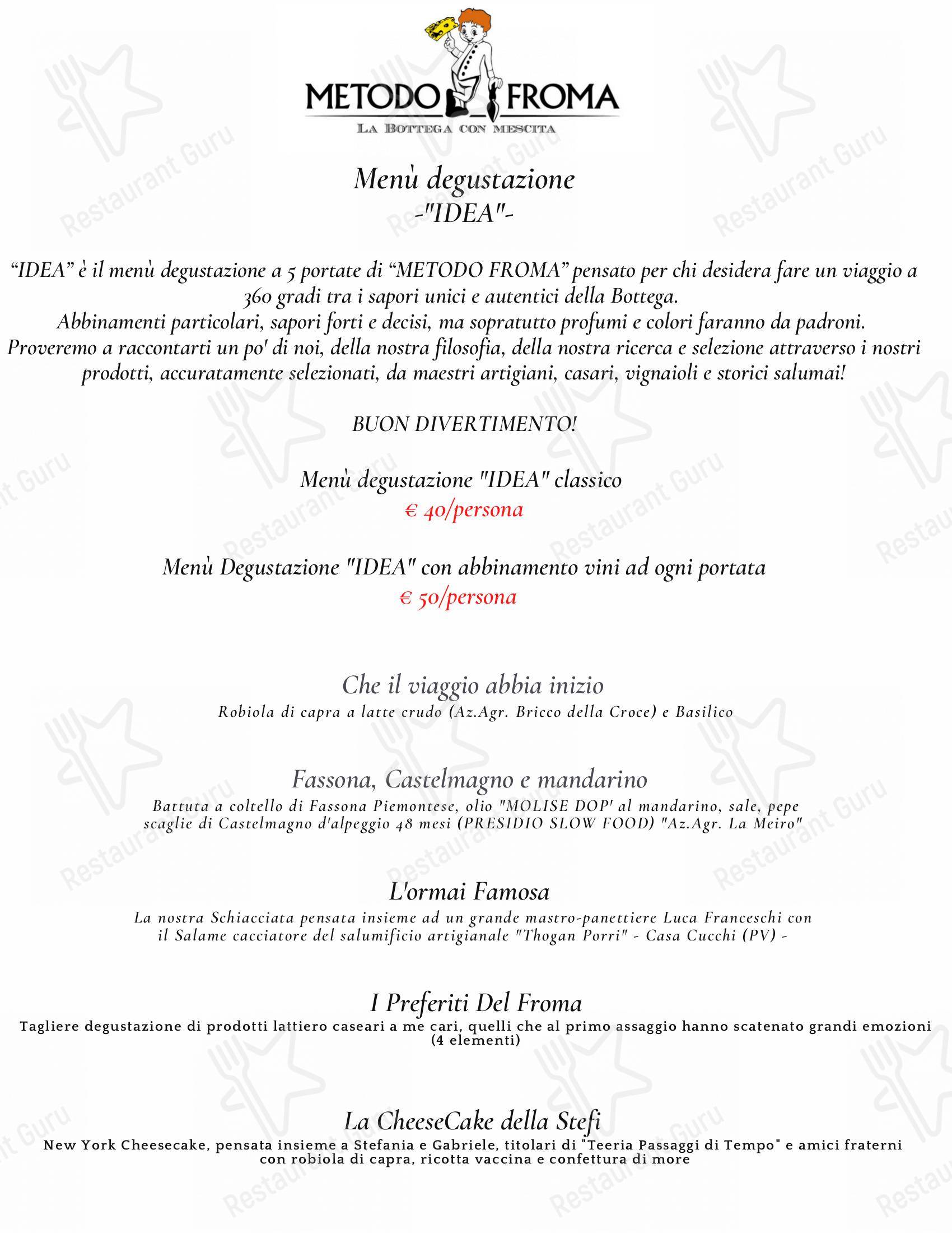 Menu da Metodo Froma Bottega con mescita pub & bar, Vigevano