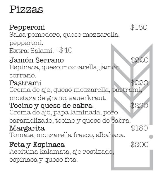 Menu at Trigo Salvaje restaurant, Mexicali