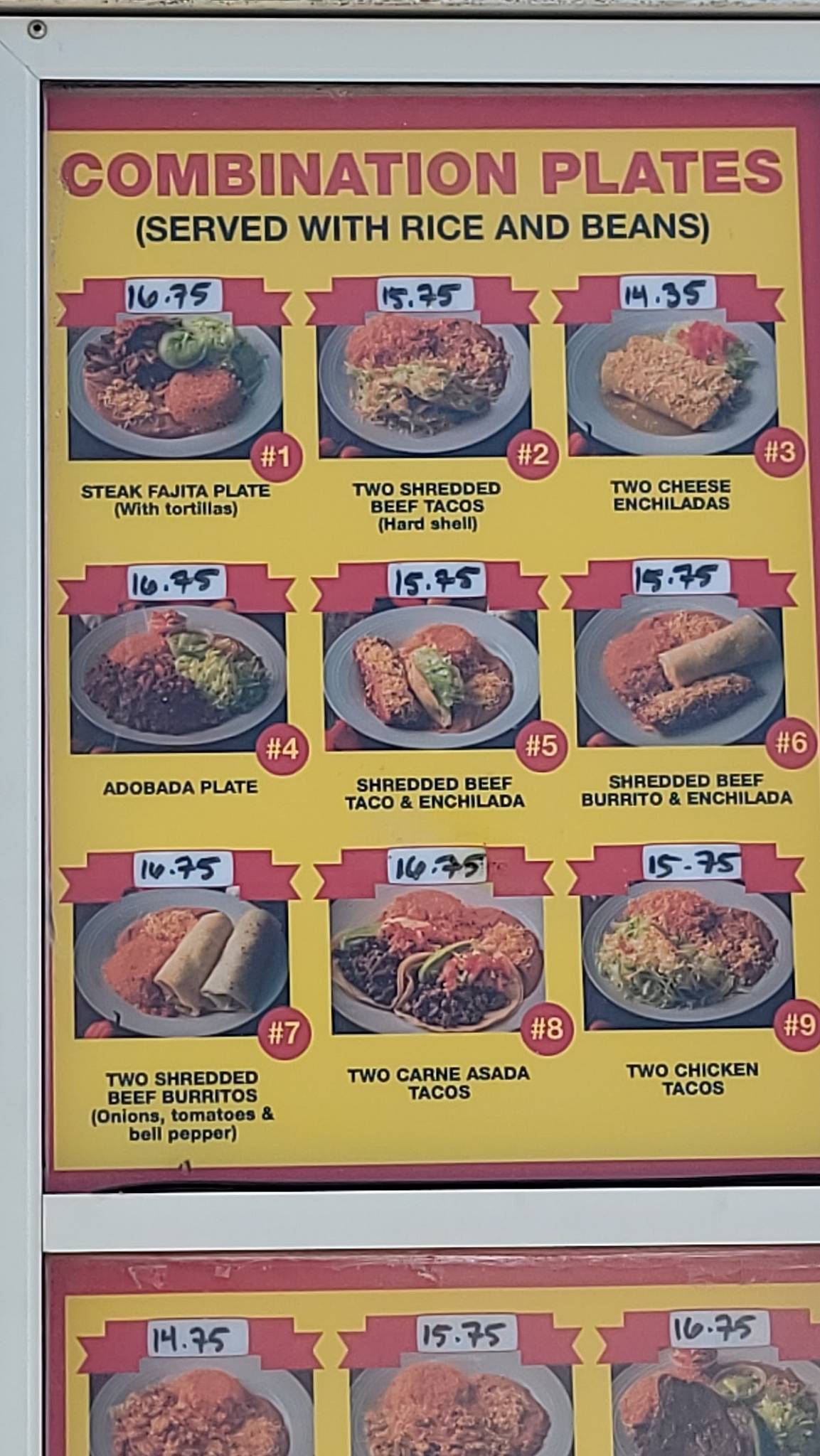Menu at Mexican Taco Shop restaurant, Topeka, SW 10th Ave