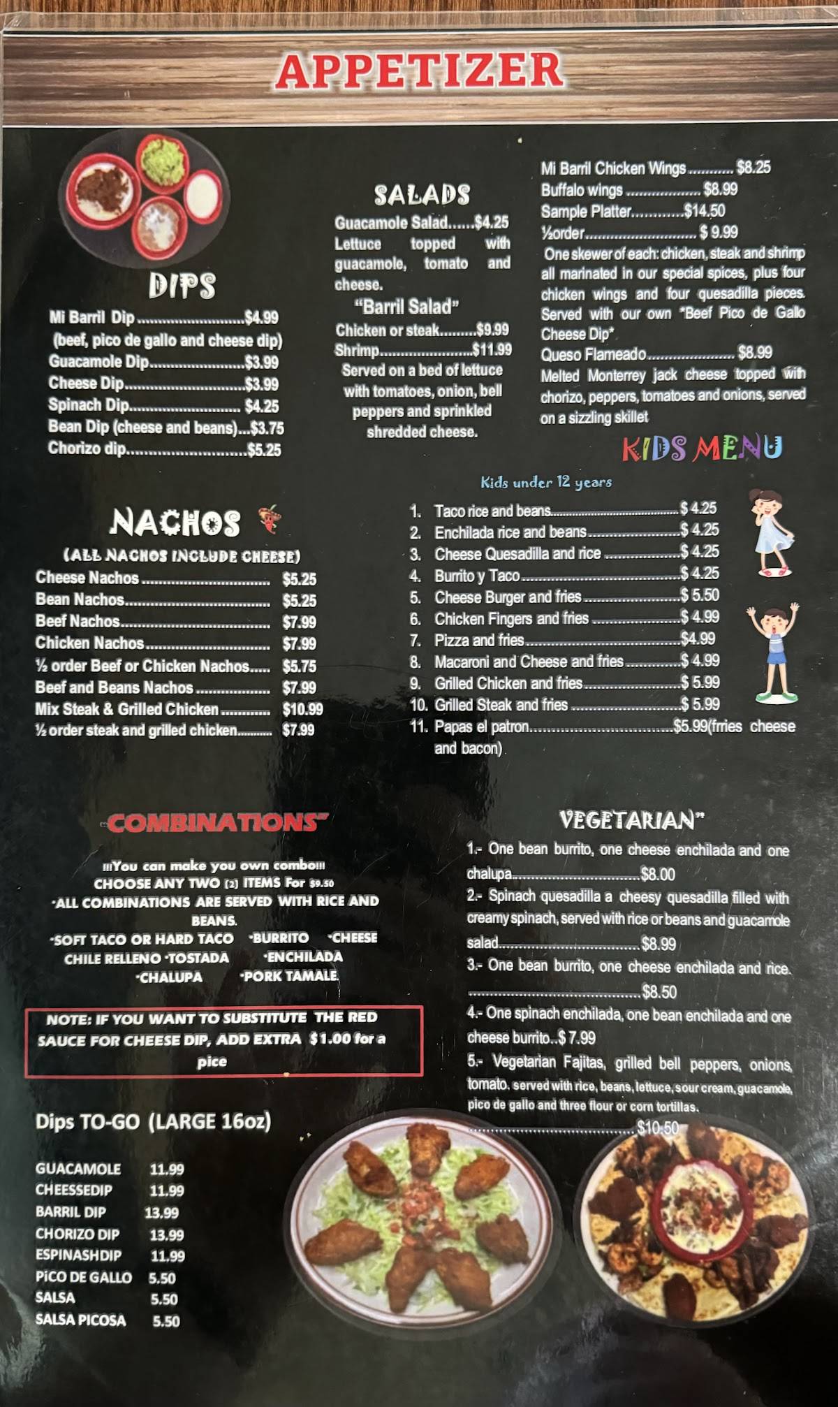 Menu at Mi Barril Mexican grill, Huntsville