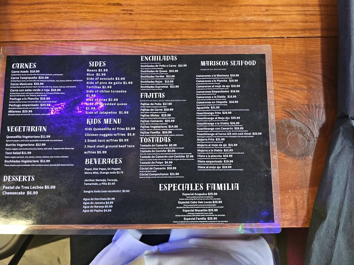 Menu at Mi Familia Mexicana pub & bar, Ocala