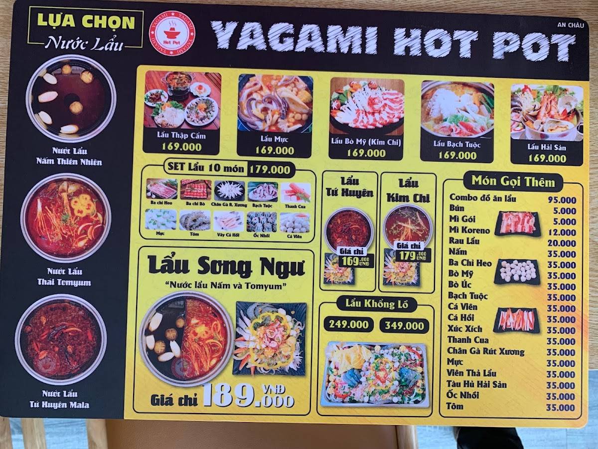 Carta del restaurante Mì cay Yagami An Châu Ẩm thực Lẩu Thái - Nhật ...