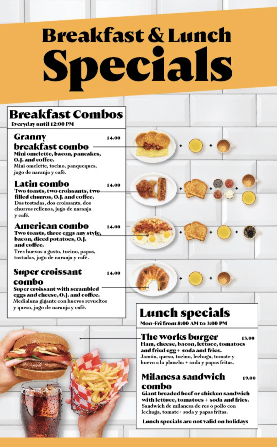Menu at Manolo restaurant, Miami Beach, Collins Ave