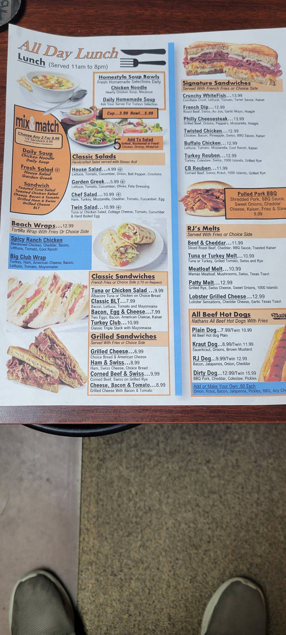Menu at RJ's Family Restaurant, Micco, 937 Barefoot Blvd