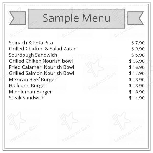 Menu at Middleman Caffeine Dealers restaurant, Scoresby
