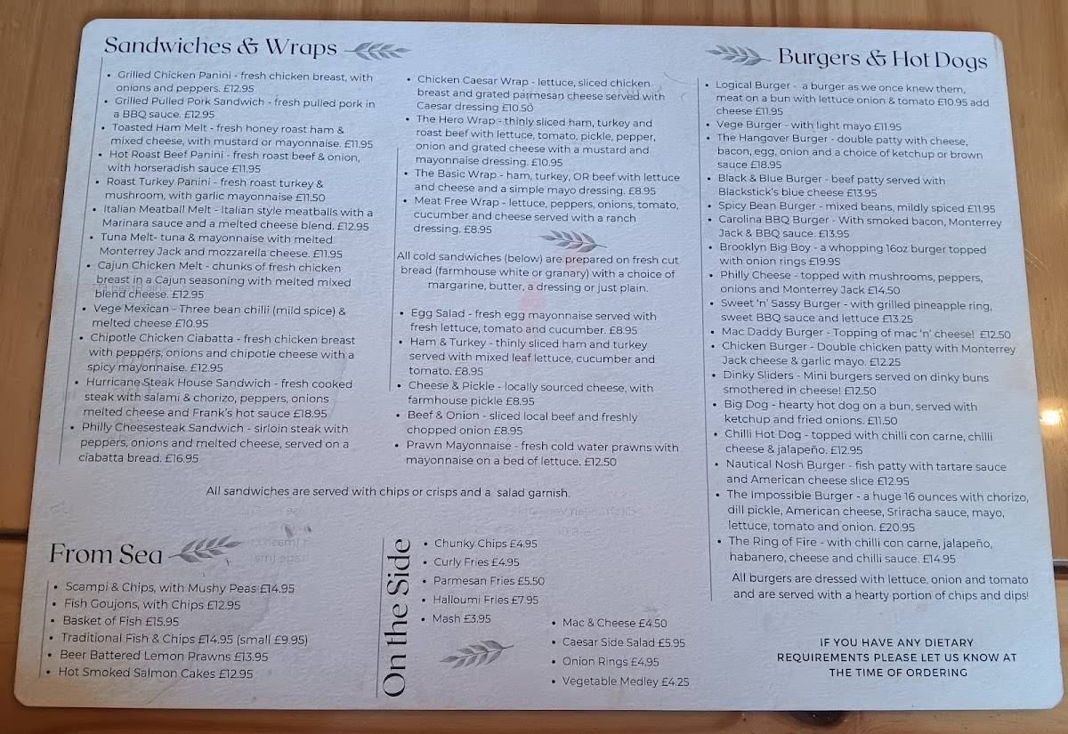 Menu at Midge Hall pub & bar, Leyland