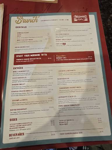 Menu at Mike Anderson's - Gonzales steakhouse, Gonzales