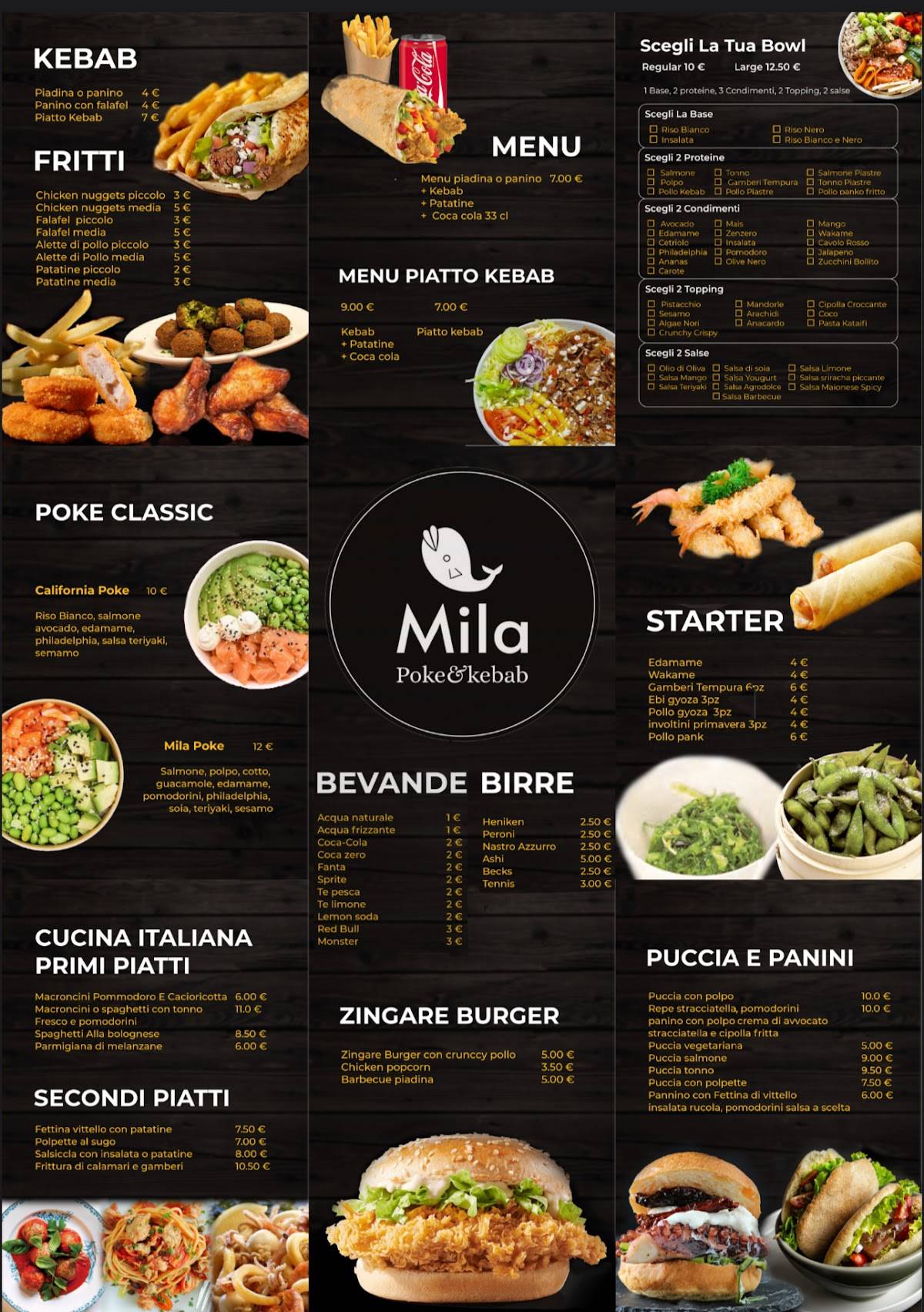 Speisekarte von Mila poke & kebab restaurant, Lecce