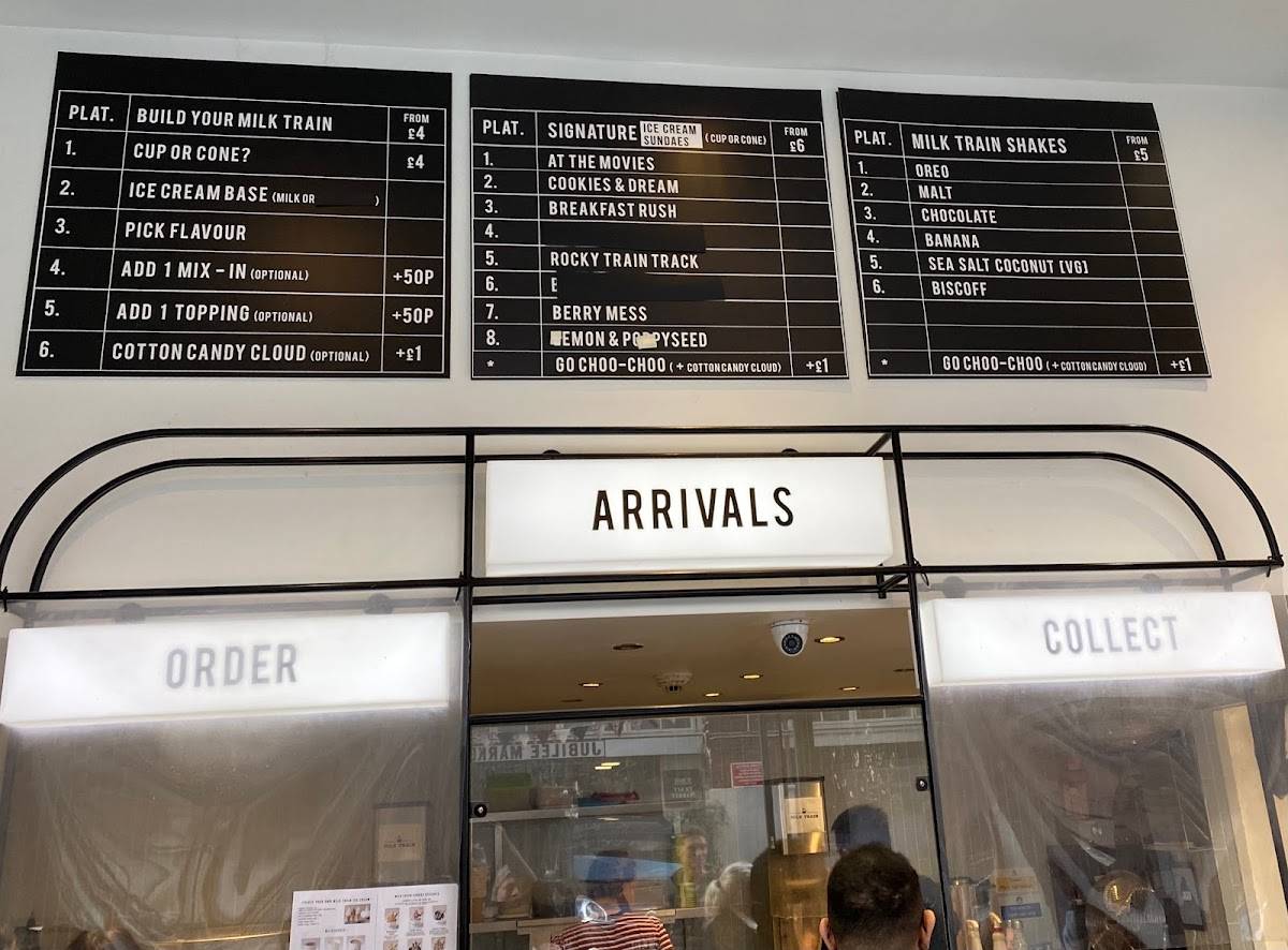 Menu at Milk Train desserts, London, 12 Tavistock St