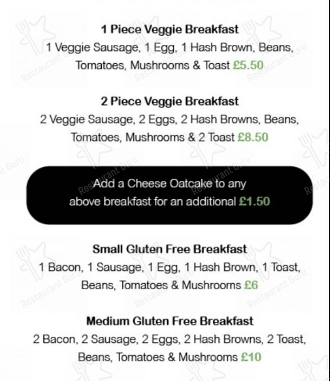 Menu at Mill St Kitchen cafe, Leek