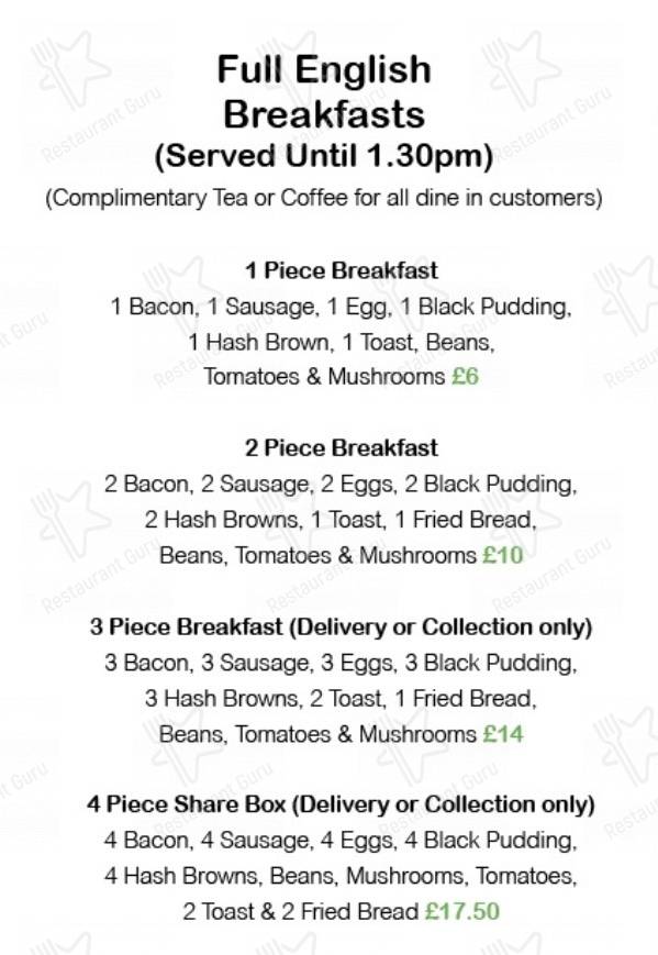 Menu at Mill St Kitchen cafe, Leek