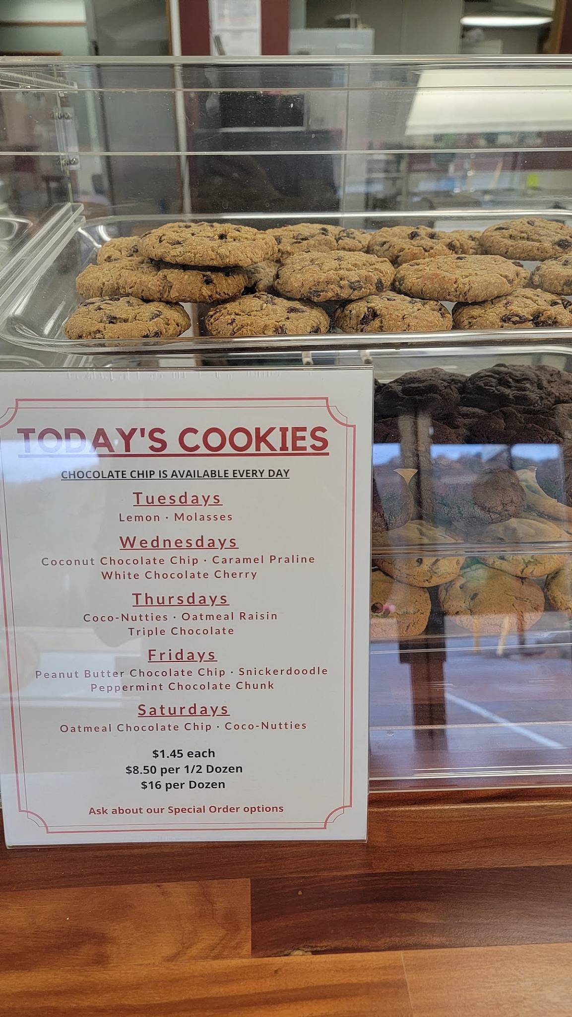 Menu at Millborne Bakery, Oak Ridge