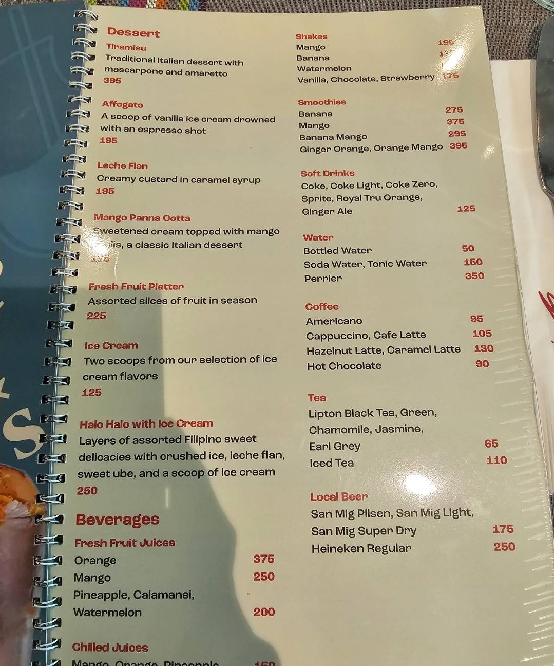 Menu at Millie's All day Dining restaurant, Quezon City