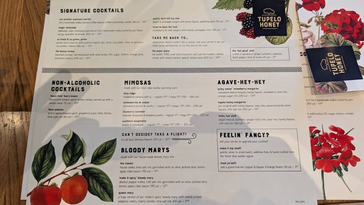 Menu at Tupelo Honey Southern Kitchen & Bar, Milwaukee