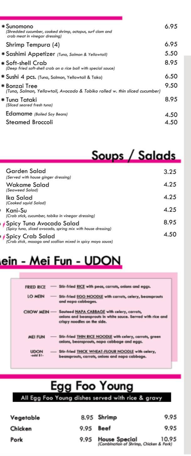 Menu at Ming Fu restaurant, Waxhaw, Kensington Dr