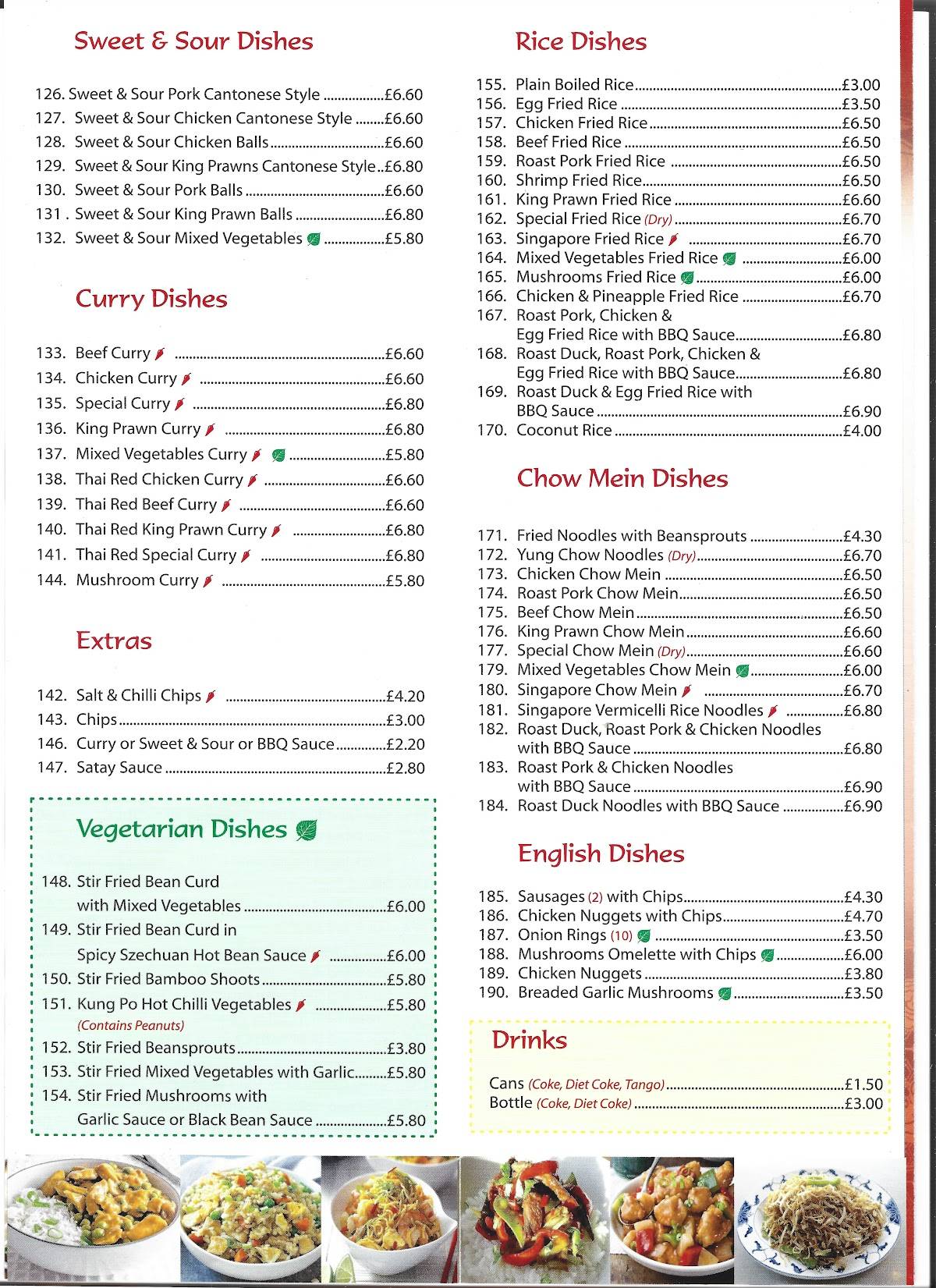 Menu at Ming restaurant, Yealmpton