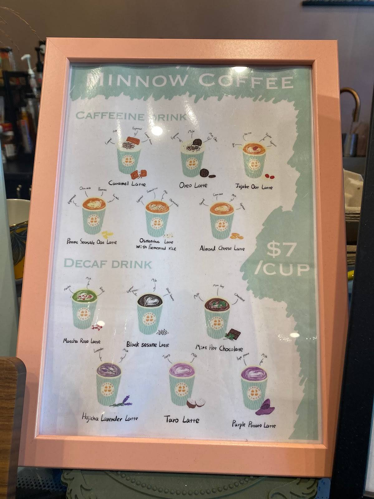 Menu at Minnow Cafe, South Yarra