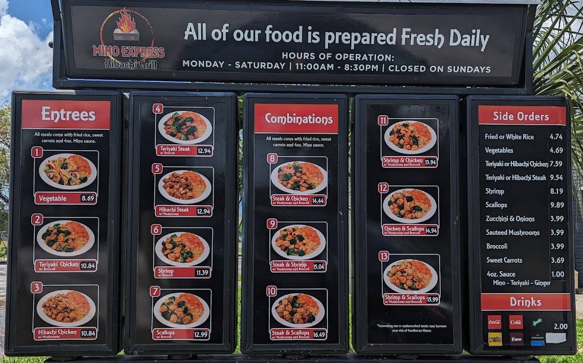 Menu at Mino Express Hibachi Grill restaurant, Pinellas Park