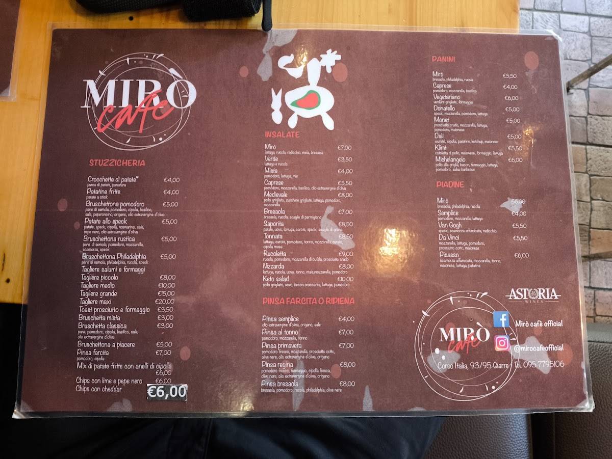 Menu da Mirò Cafè pub & bar, Giarre