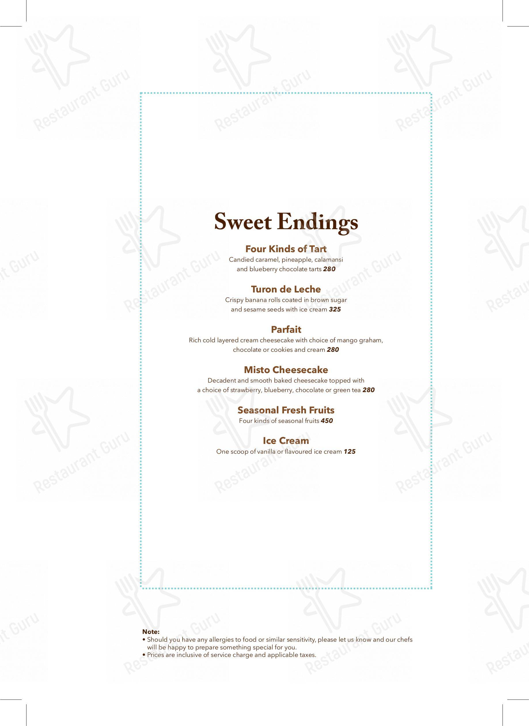 Menu at Misto restaurant, Santa Rosa, Lobby