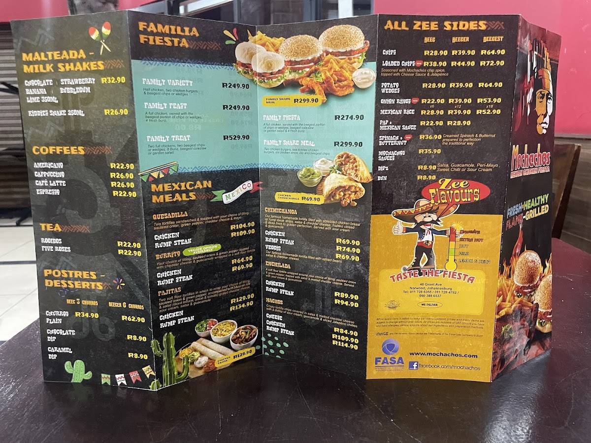 Menu at Mochachos Norwood restaurant, Johannesburg, 3B