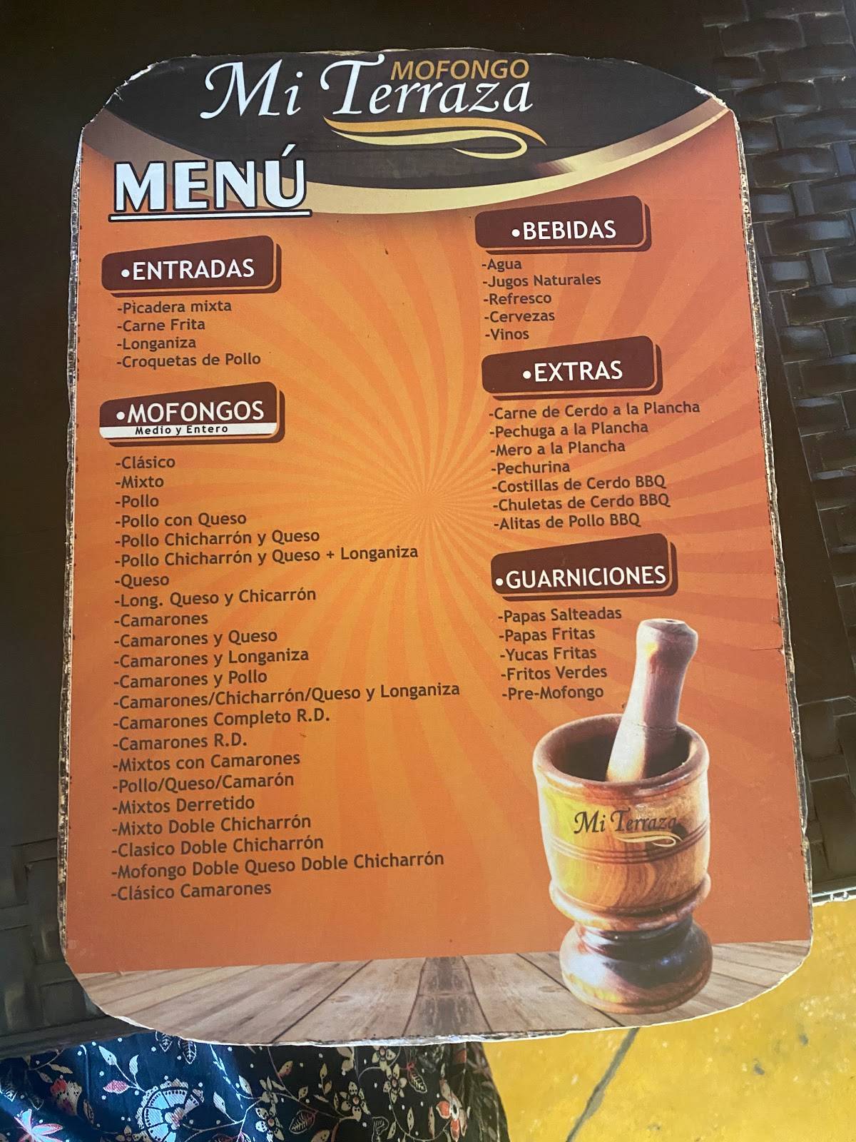 Carta del restaurante Mofongo Mi Terraza, Moca